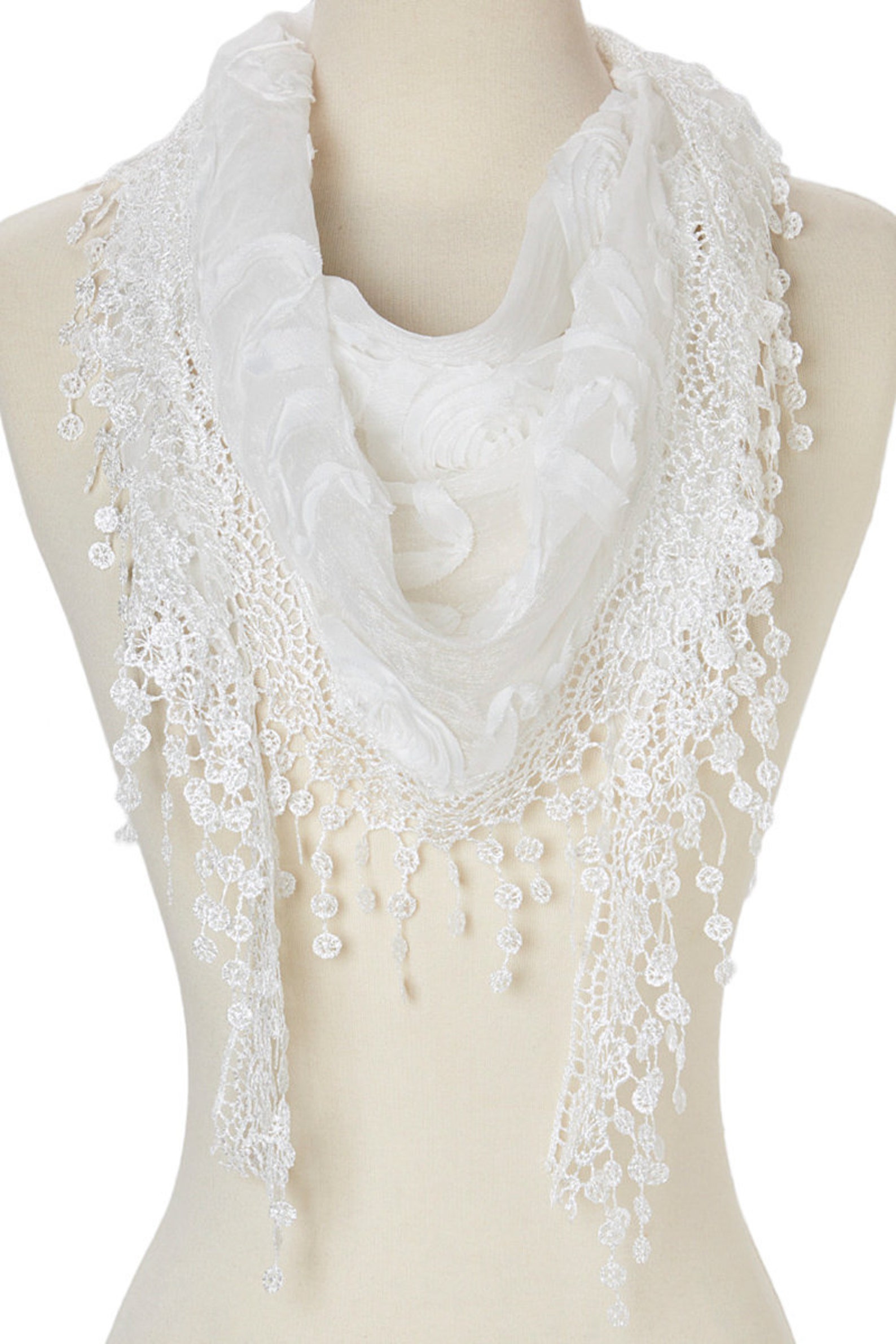 Women Lightweight Flower Lace Silk Scarf Knit Cotton Fringe | Etsy