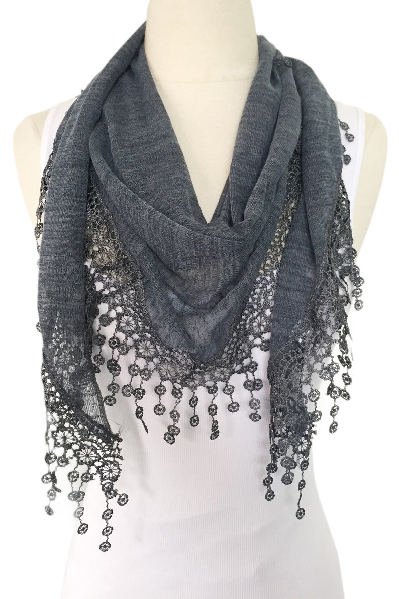 Women Lightweight Flower Lace Silk Scarf Knit Cotton Blend - Etsy