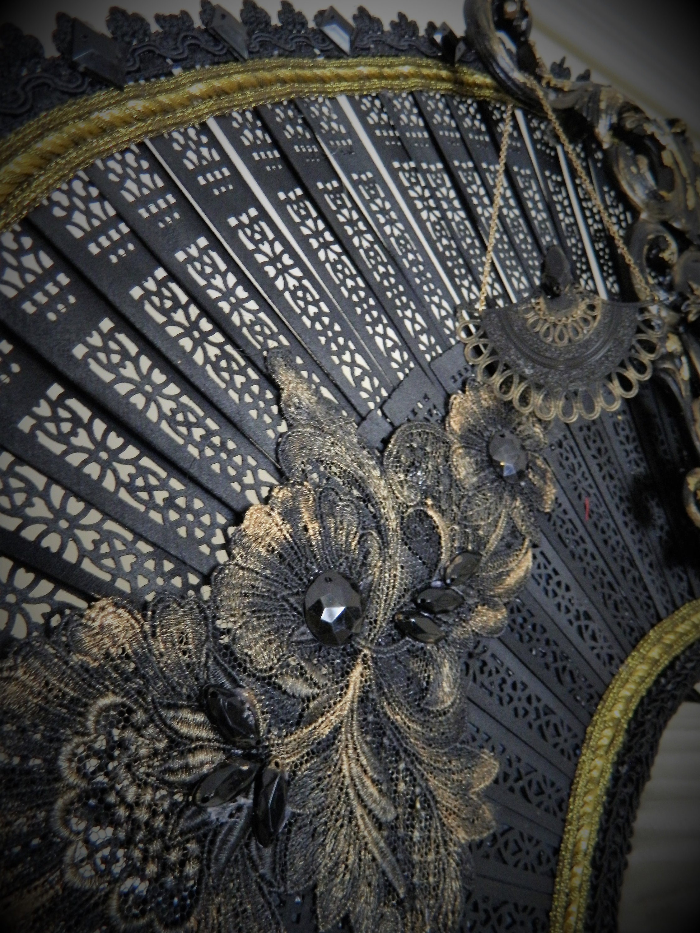 LIBRA Headdress Dark Gothic Fans Rhinestones WGT - Etsy