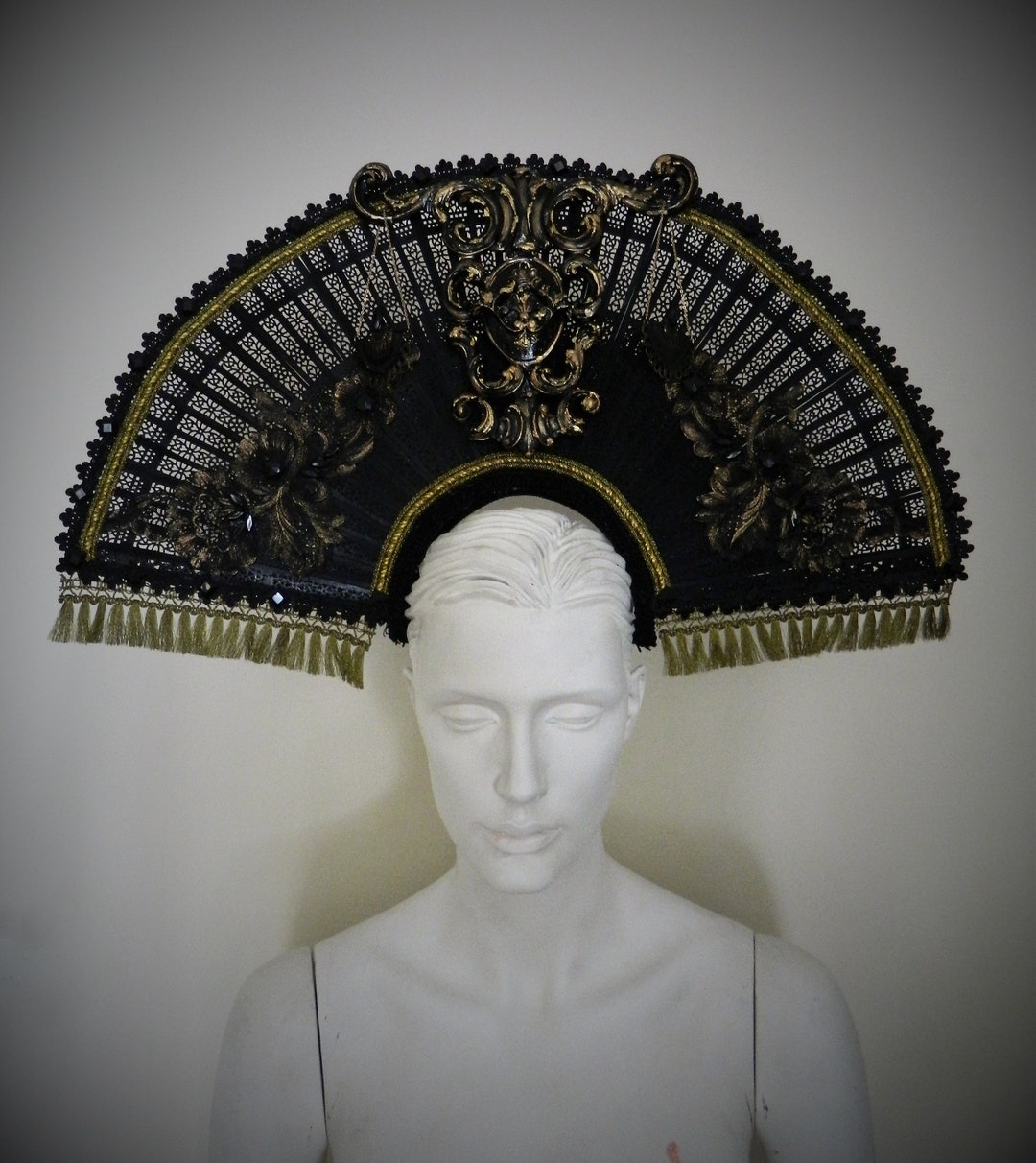 LIBRA Headdress Dark Gothic Fans Rhinestones WGT - Etsy