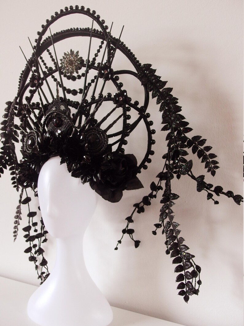 MISTY Gothic Headdress, Dark Romantic Headpiece, WGT, Spikes Black ...
