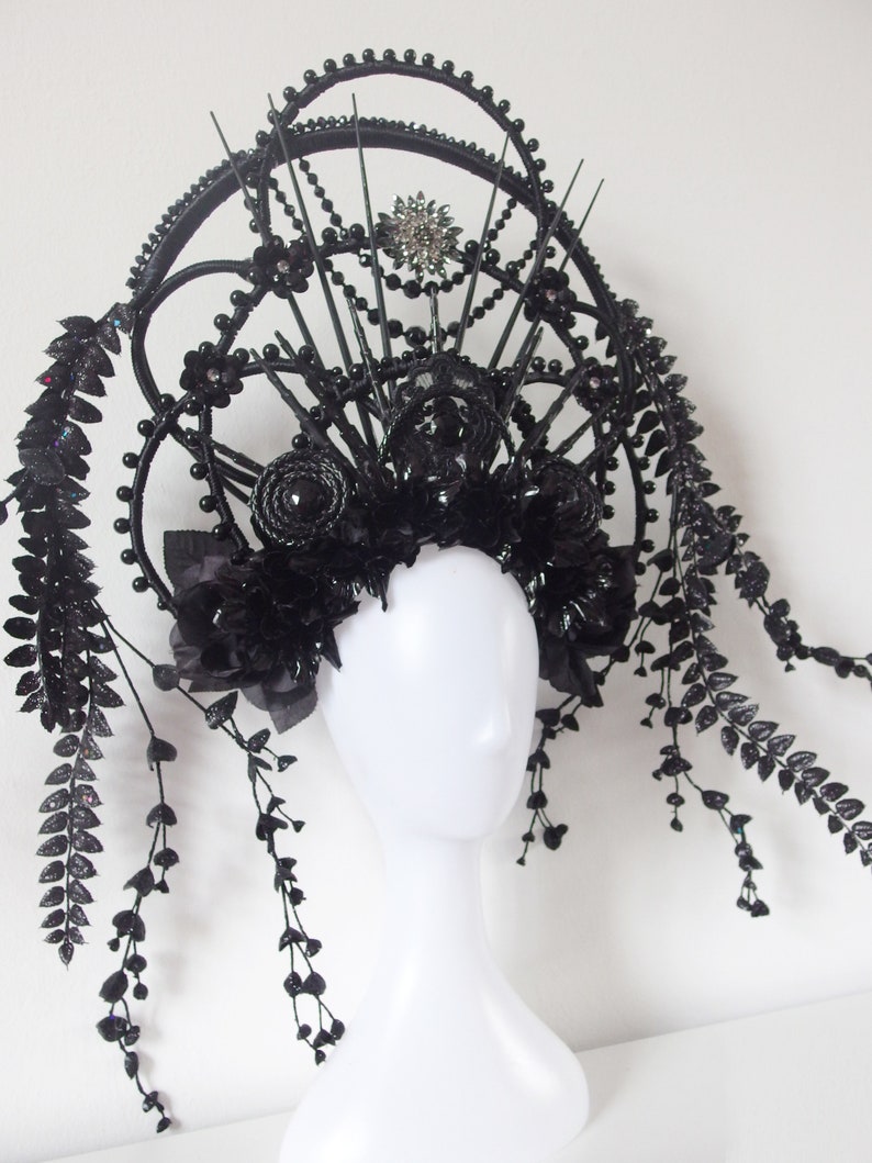 MISTY Gothic Headdress, Dark Romantic Headpiece, WGT, Spikes Black ...
