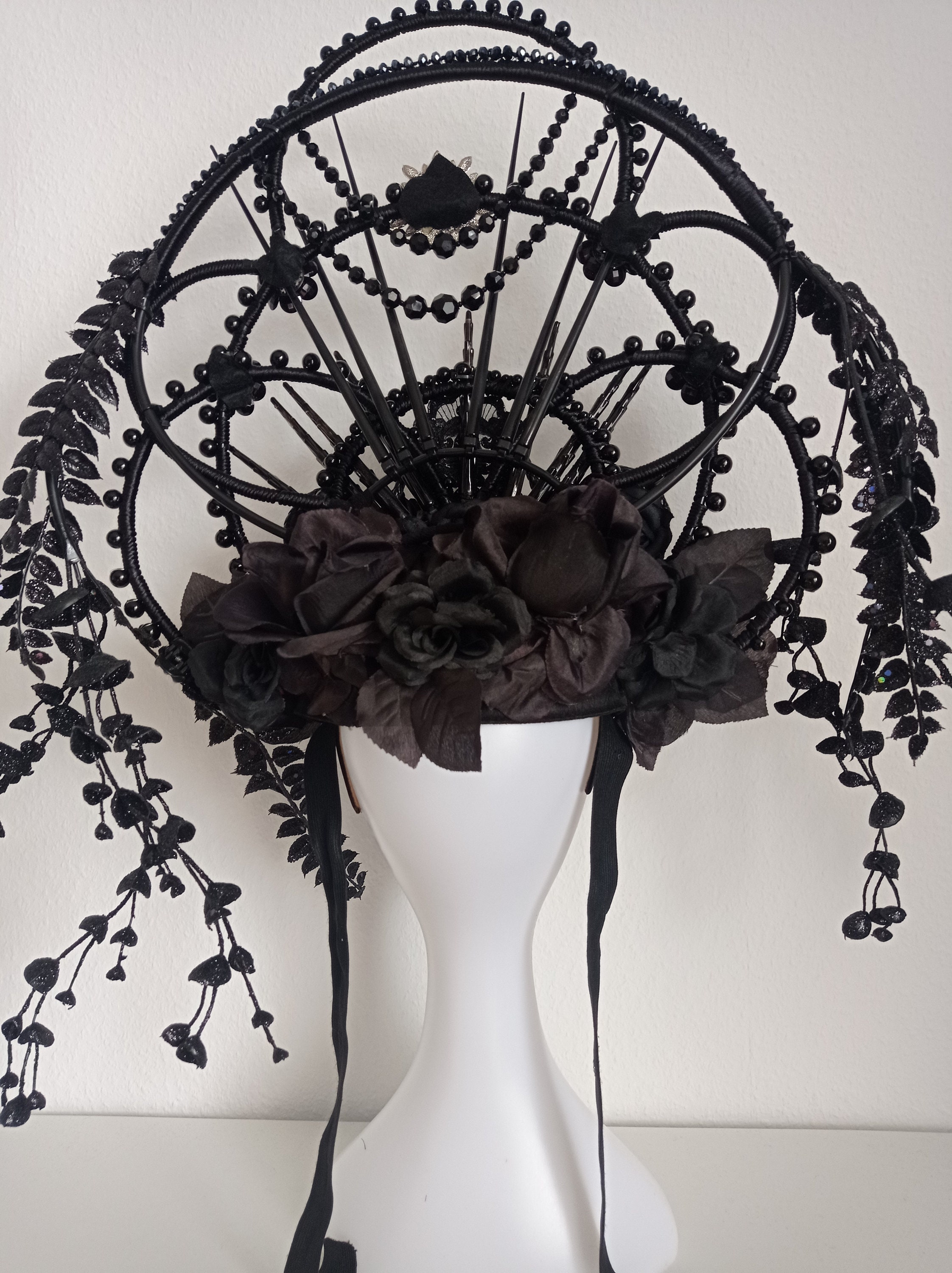 MISTY Gothic Headdress, Dark Romantic Headpiece, WGT, Spikes Black ...