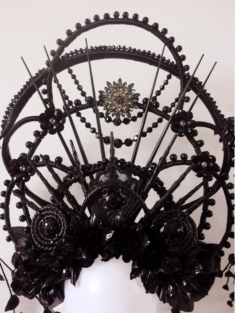MISTY Gothic Headdress, Dark Romantic Headpiece, WGT, Spikes Black ...