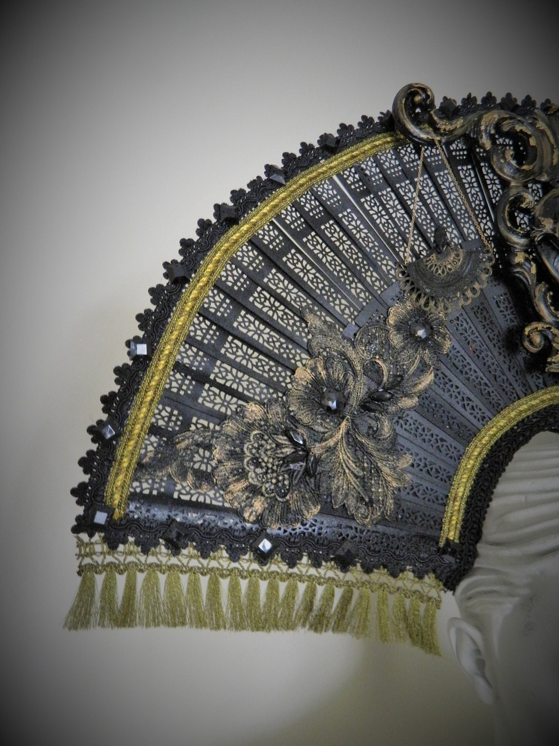 LIBRA Headdress Dark Gothic Fans Rhinestones WGT - Etsy