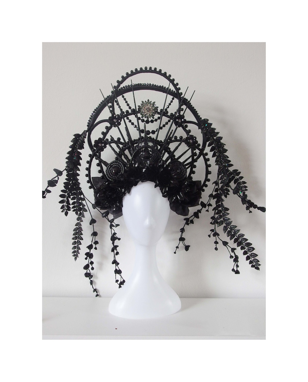 MISTY Gothic Headdress, Dark Romantic Headpiece, WGT, Spikes Black ...