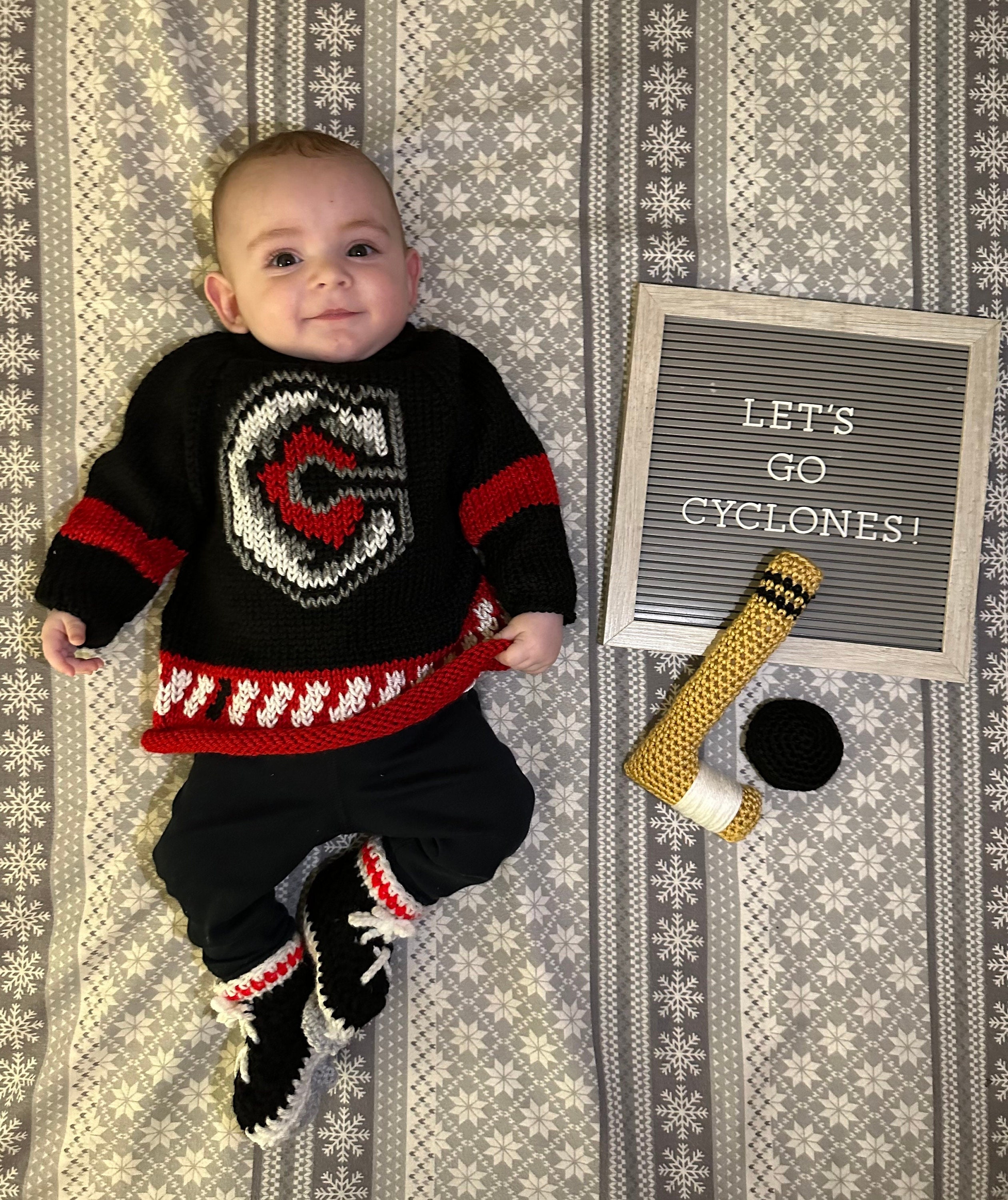 Hockey Stick & Puck, Hand-crocheted, Baby Photoshoot Prop - Etsy