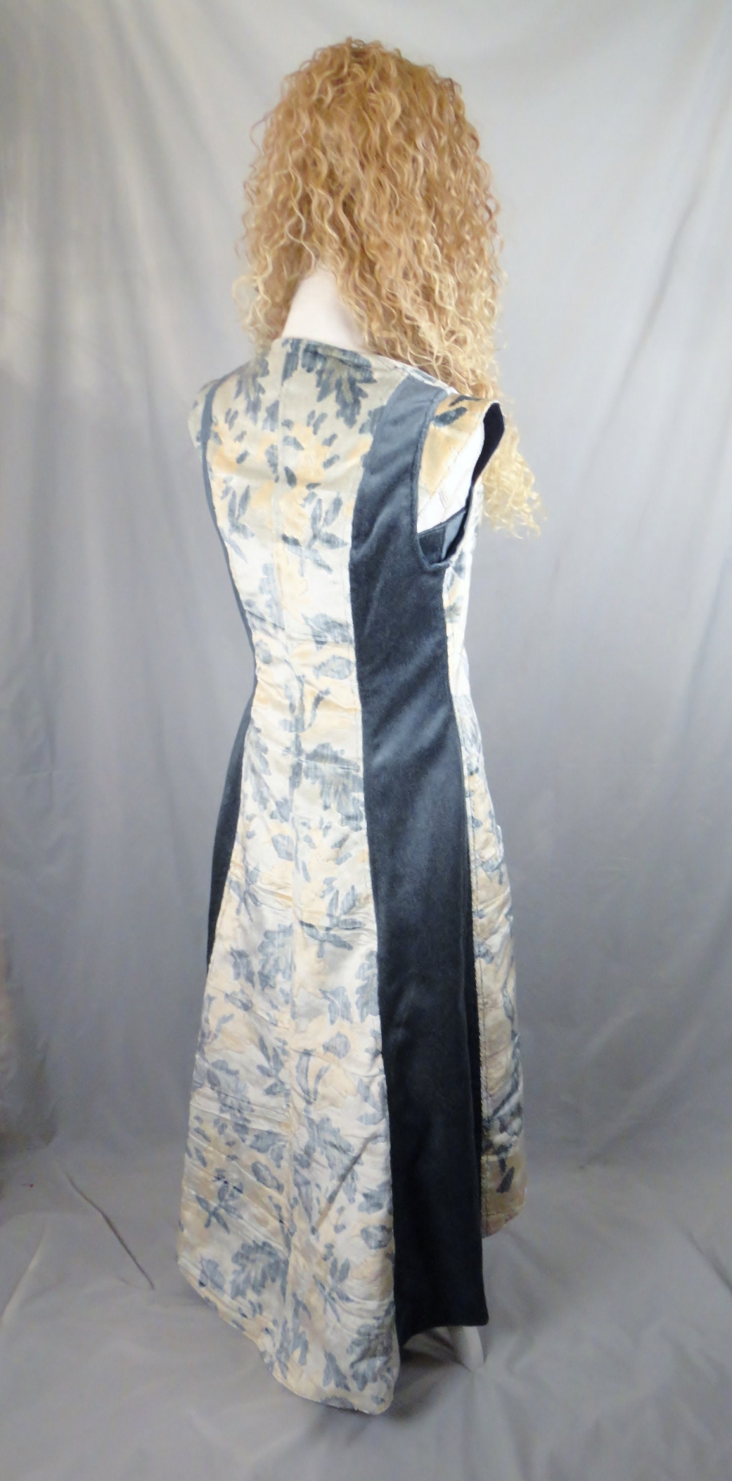 Blue and Cream Leaf Front Lacing Womens Underbust Waistcoat Set ...