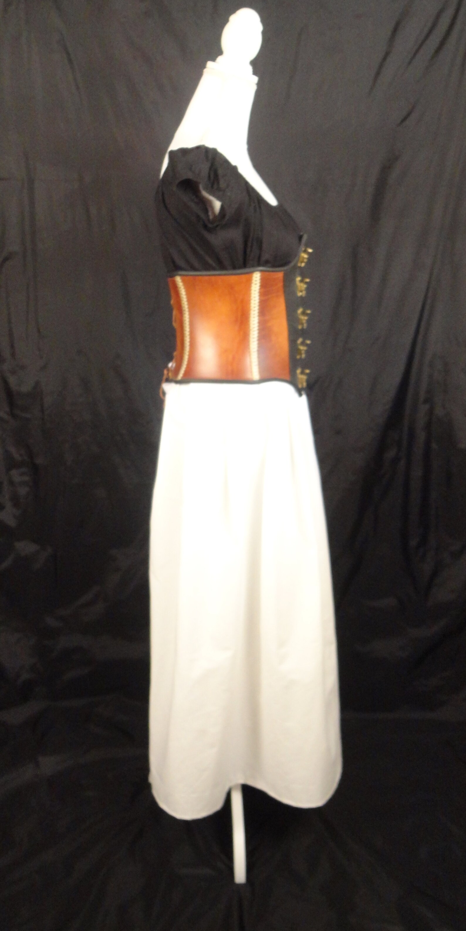 White Pleated Historical Drawstring Skirt Renaissance Skirt A-line ...