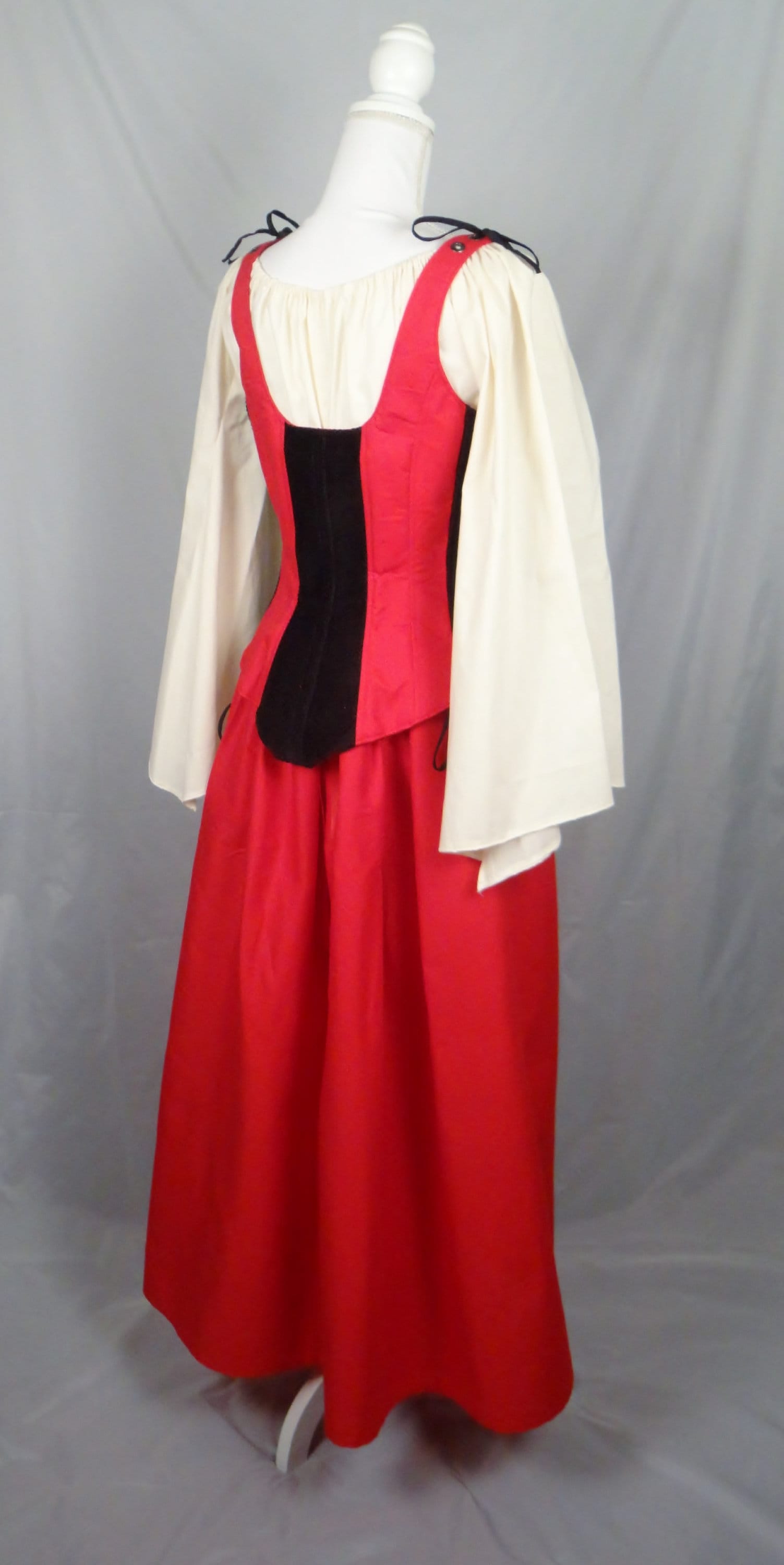 Renaissance 3 Piece Black and Red Pirate Bodice Corset Costume - Etsy