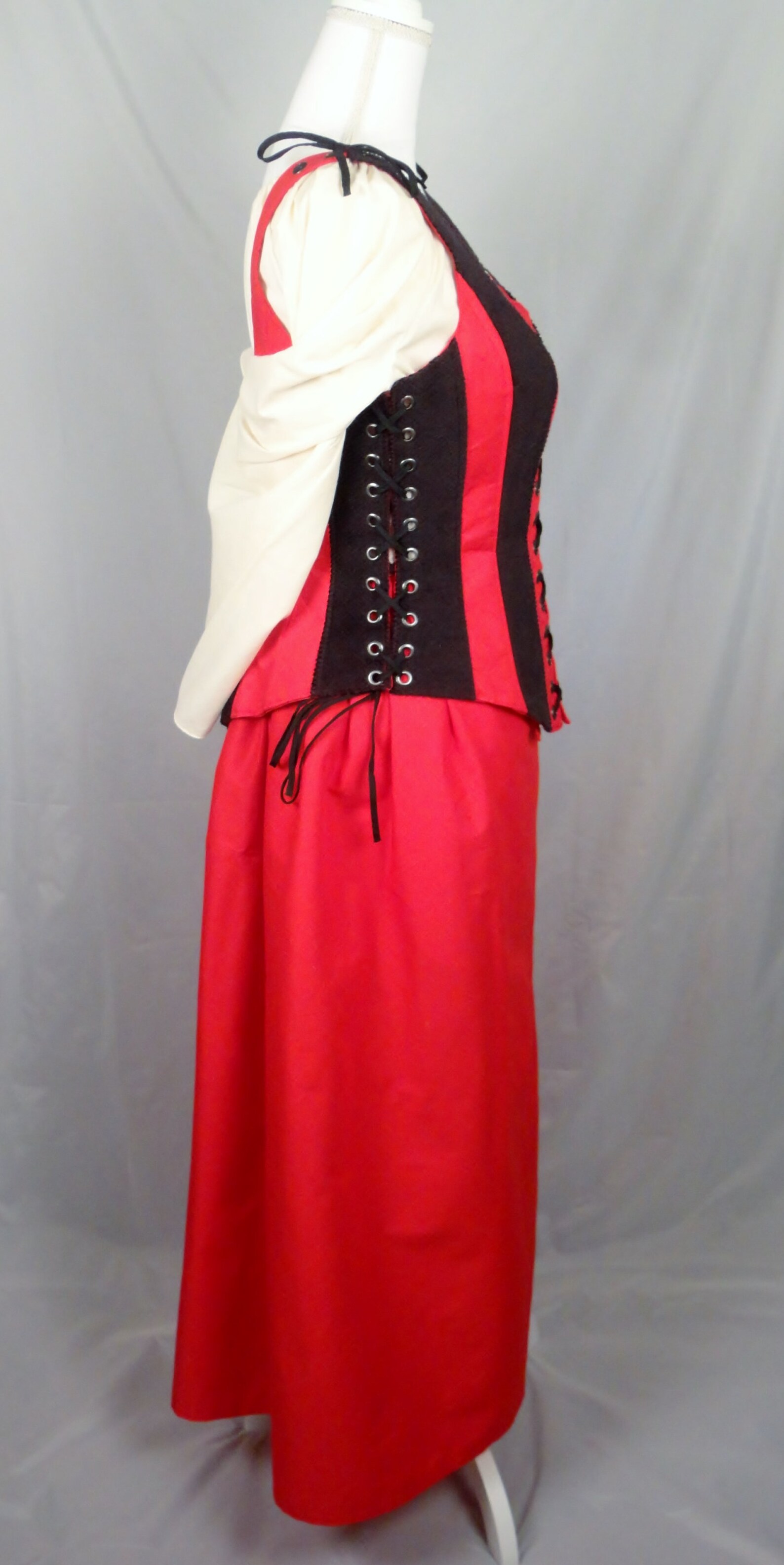 Renaissance 3 Piece Black and Red Pirate Bodice Corset Costume | Etsy