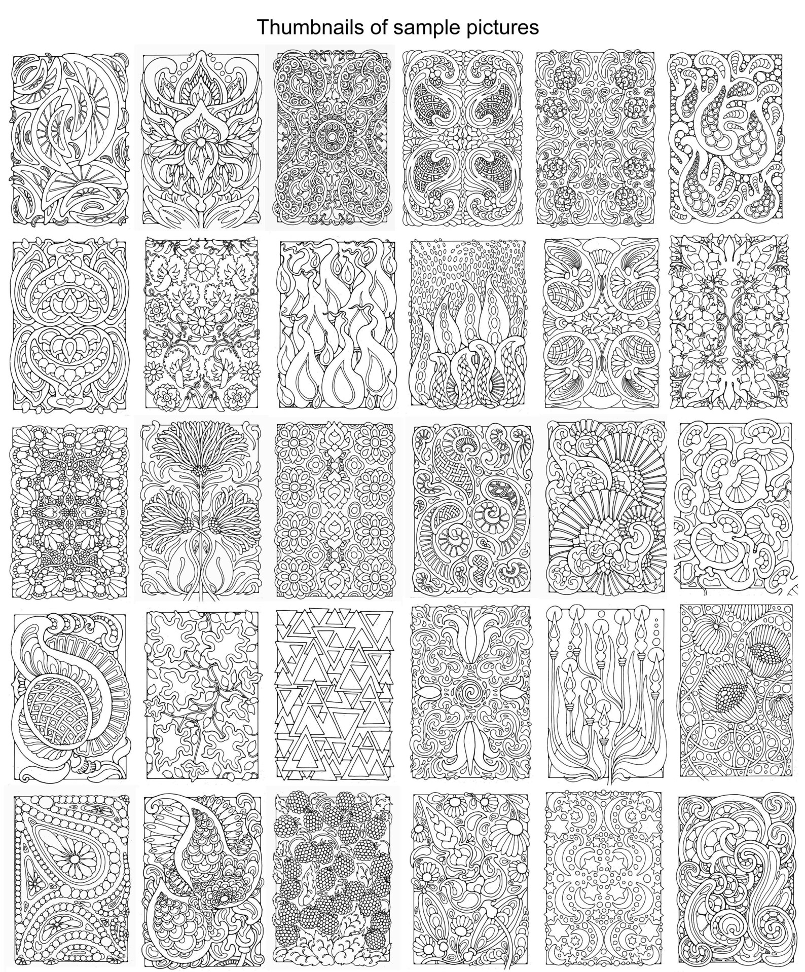 Patterns to Colour, 62 Original Pictures to Print Out in US Letter ...