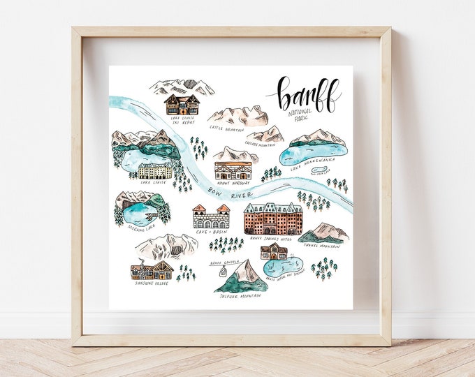 Banff Map Print Map Print Parks Canada Canadian Map Banff National Park ...