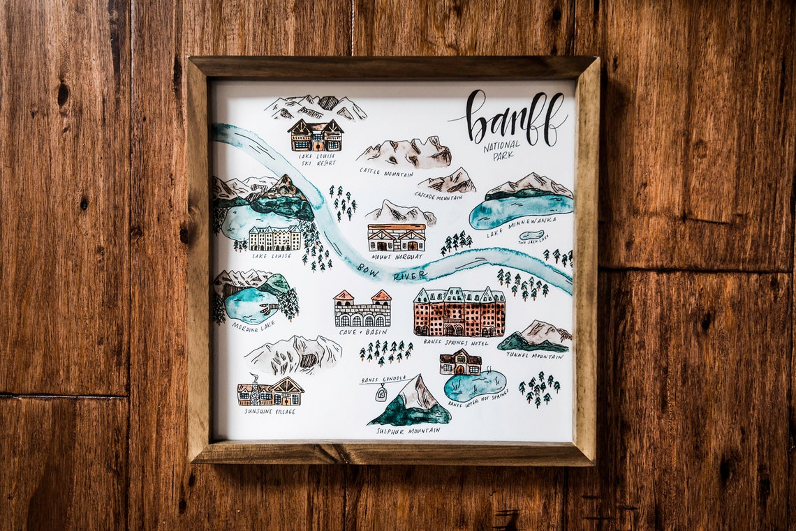 Banff Map Print Map Print Parks Canada Canadian Map - Etsy Canada