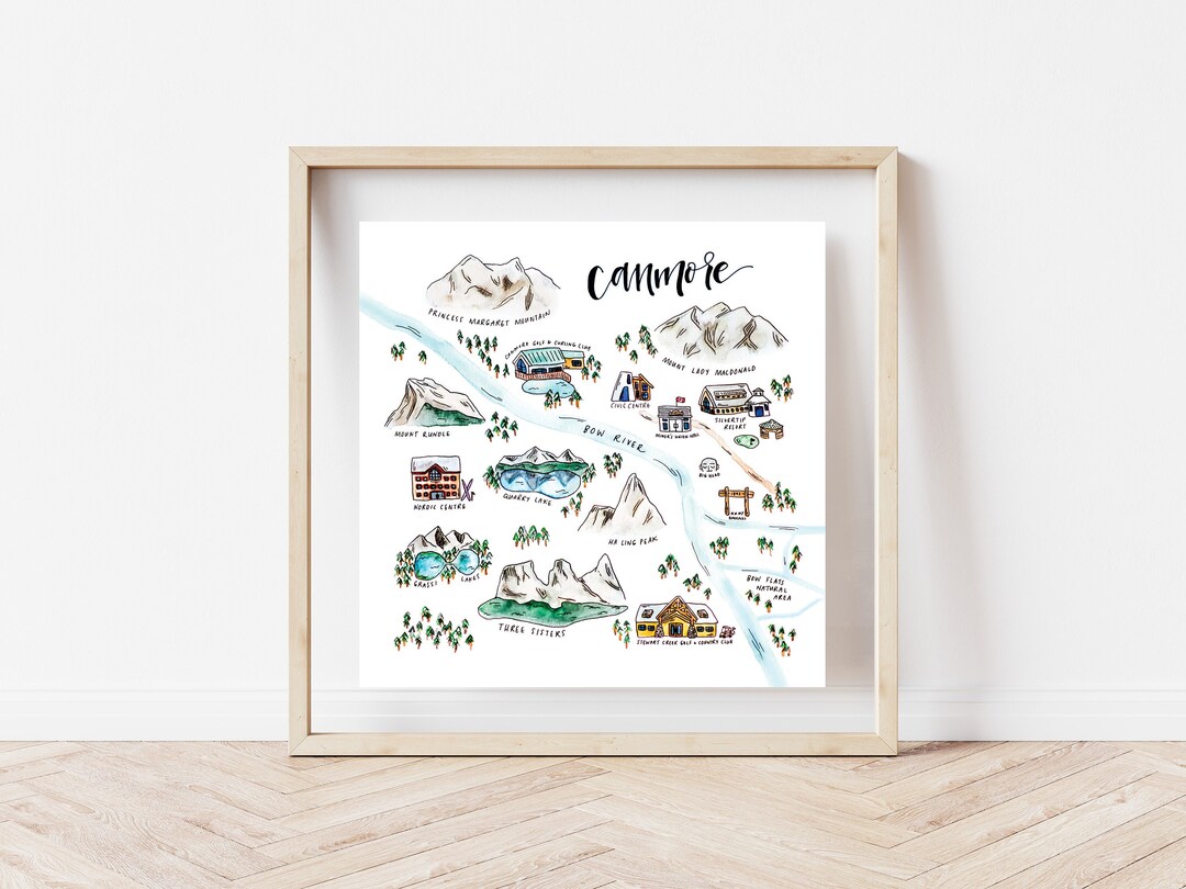 Canmore Map Print Map Print Canadian Map Town of Canmore 9x9 - Etsy UK