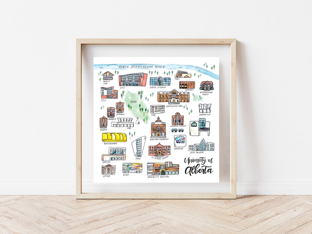 Edmonton Map Print University of Alberta Uofa Map Canadian University ...