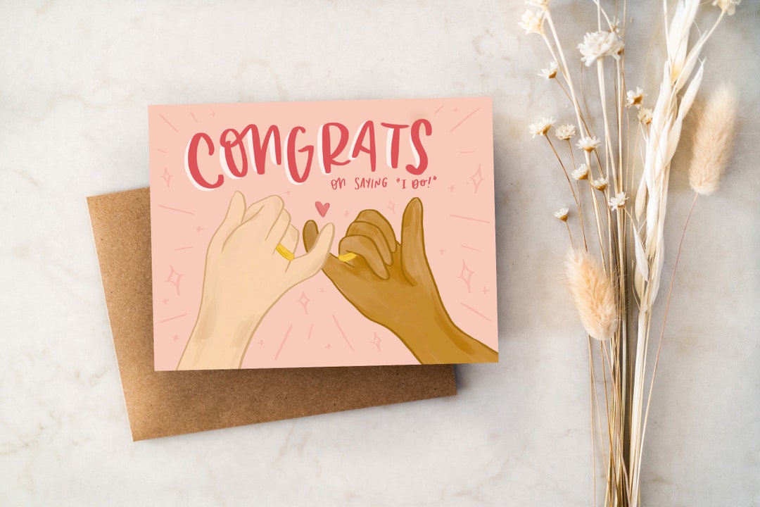 Herzlichen Glückwunsch zu dem Spruch "Ja!" Hochzeitskarte | Pinky ...