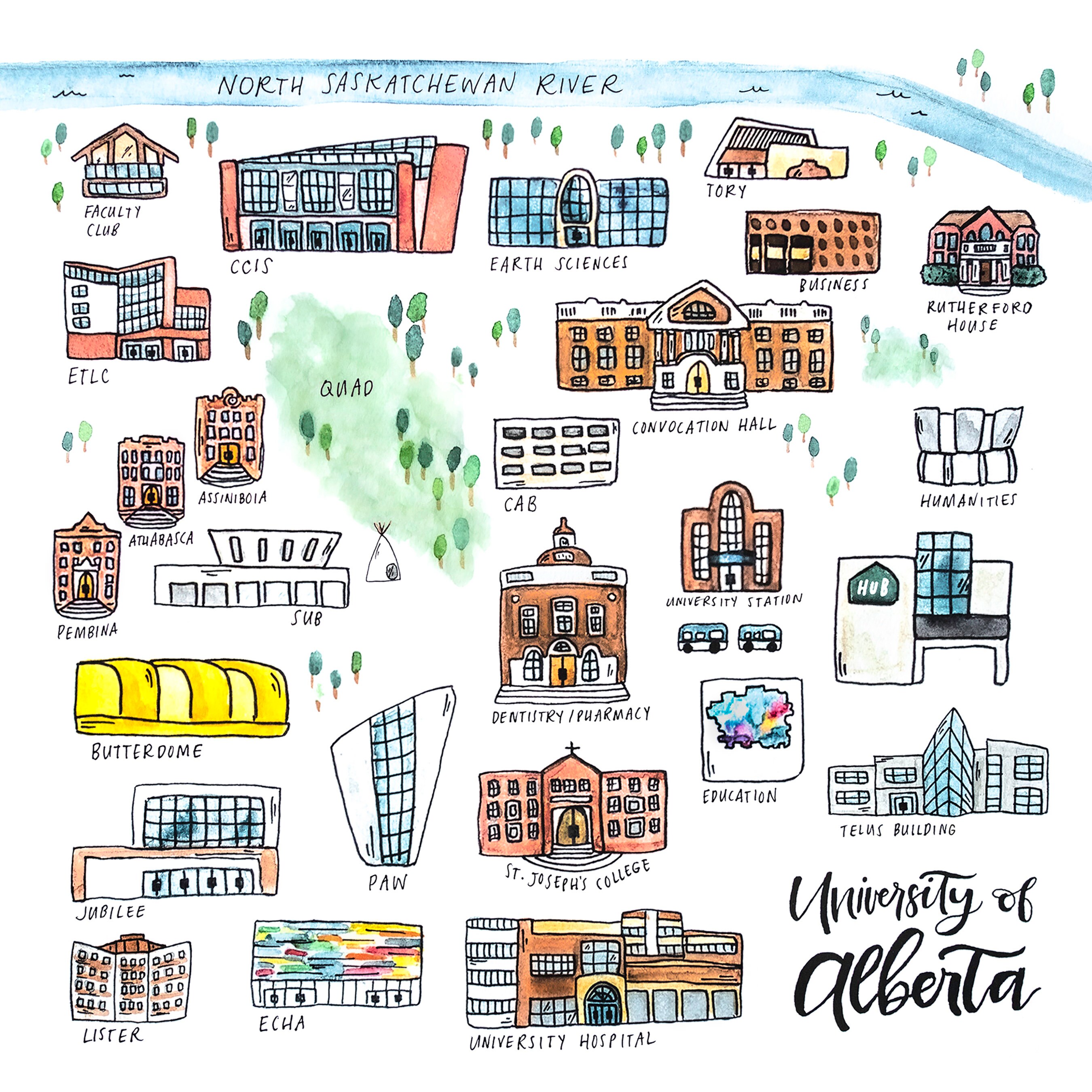Edmonton Map Print | University of Alberta | Uofa Map | Canadian ...
