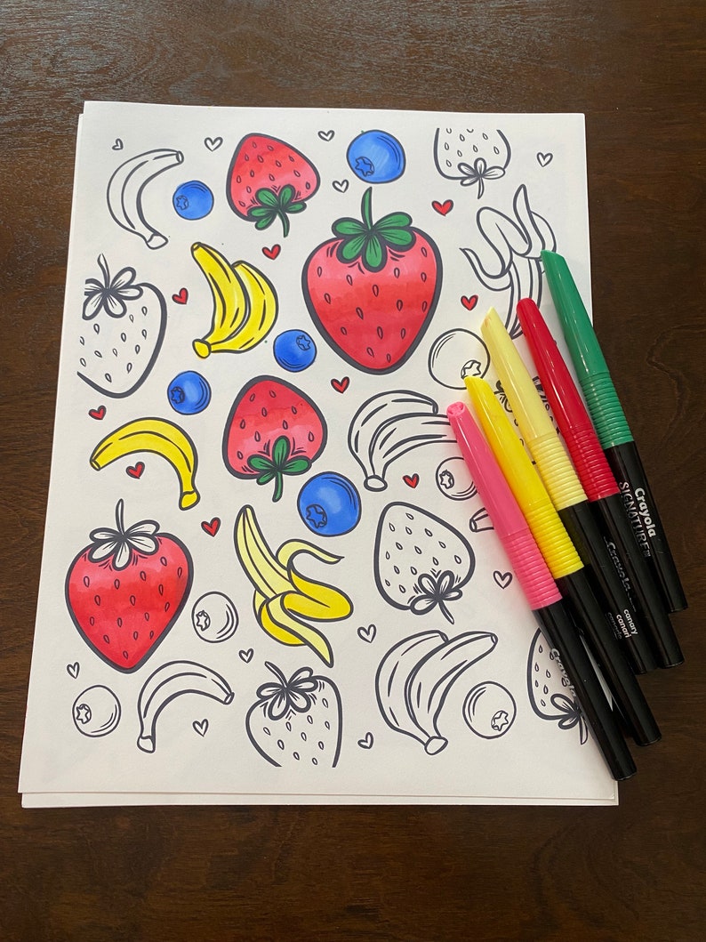 Fruit Pattern Coloring Pages, Download and Print Right Now - Etsy