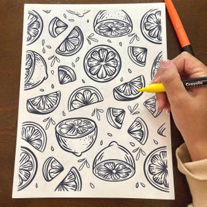 Fruit Pattern Coloring Pages, Download and Print Right Now - Etsy