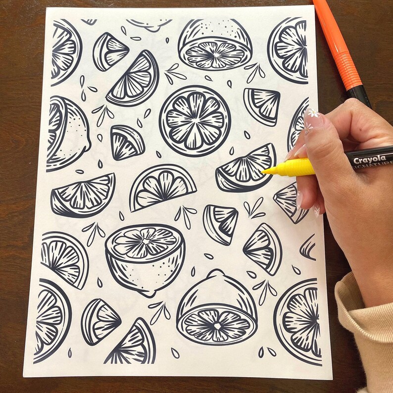 Fruit Pattern Coloring Pages, Download and Print Right Now - Etsy