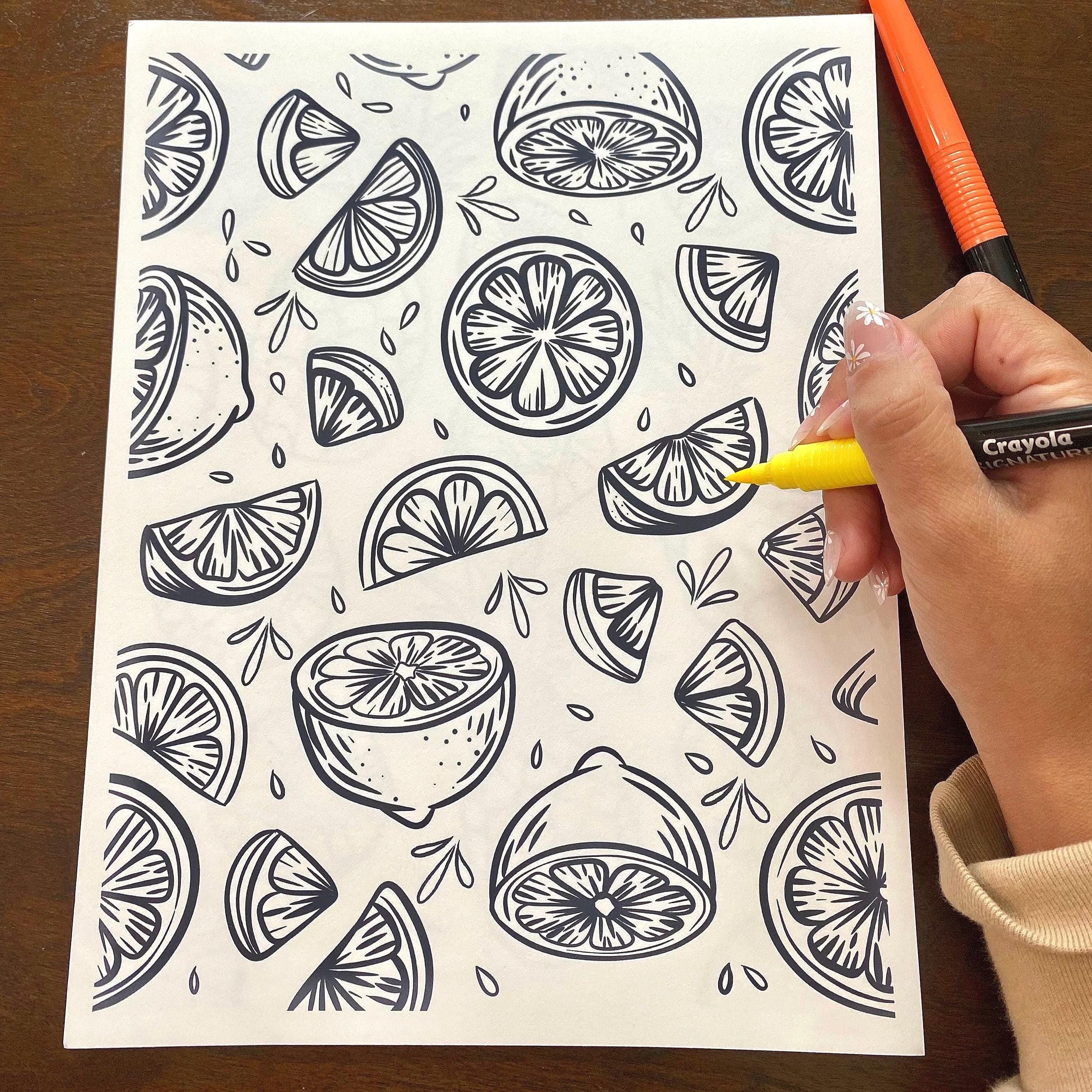 Fruit Pattern Coloring Pages, Download and Print Right Now - Etsy