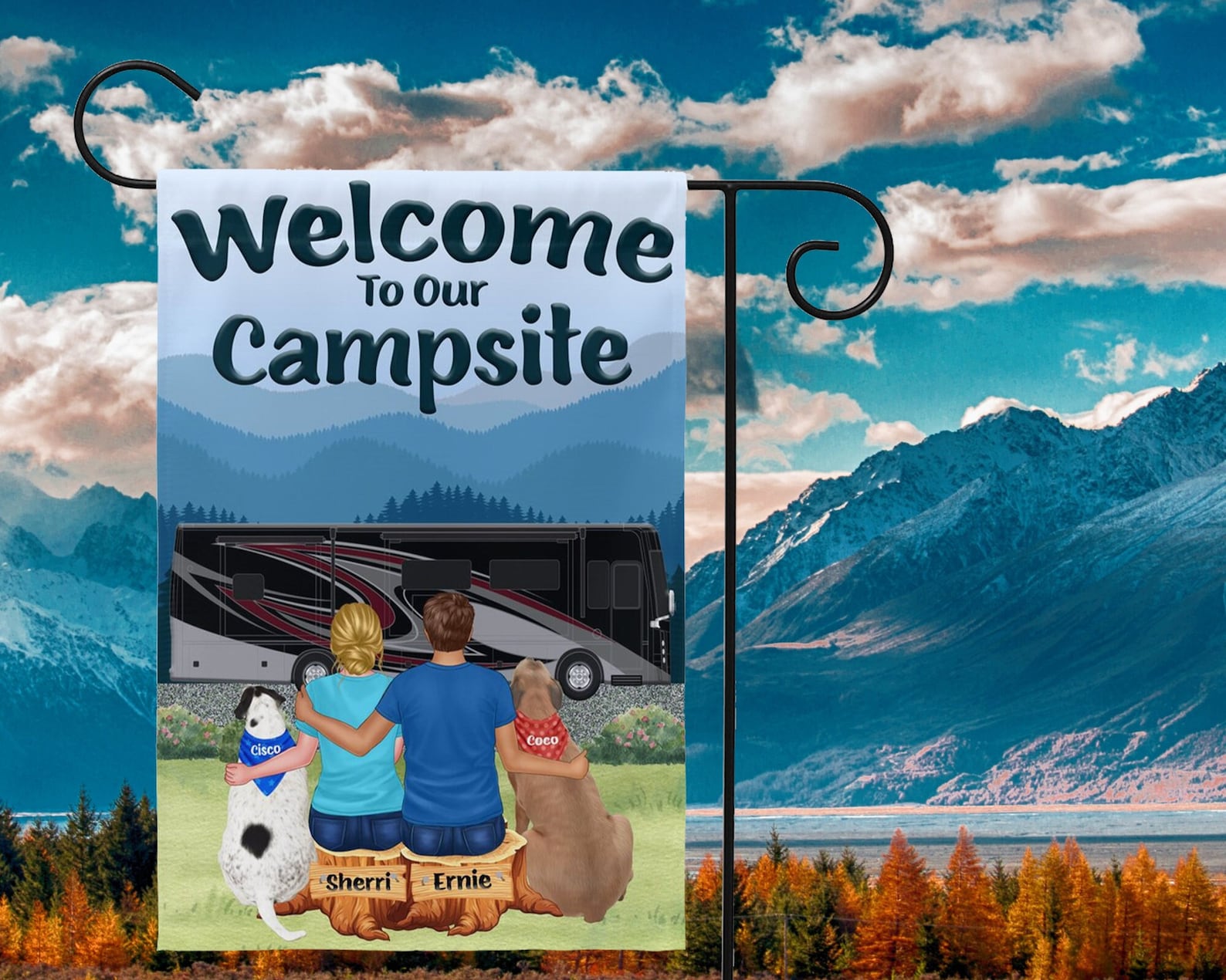 Welcome to Our Campsite Flag, Personalized Camping Sign, Couple ...
