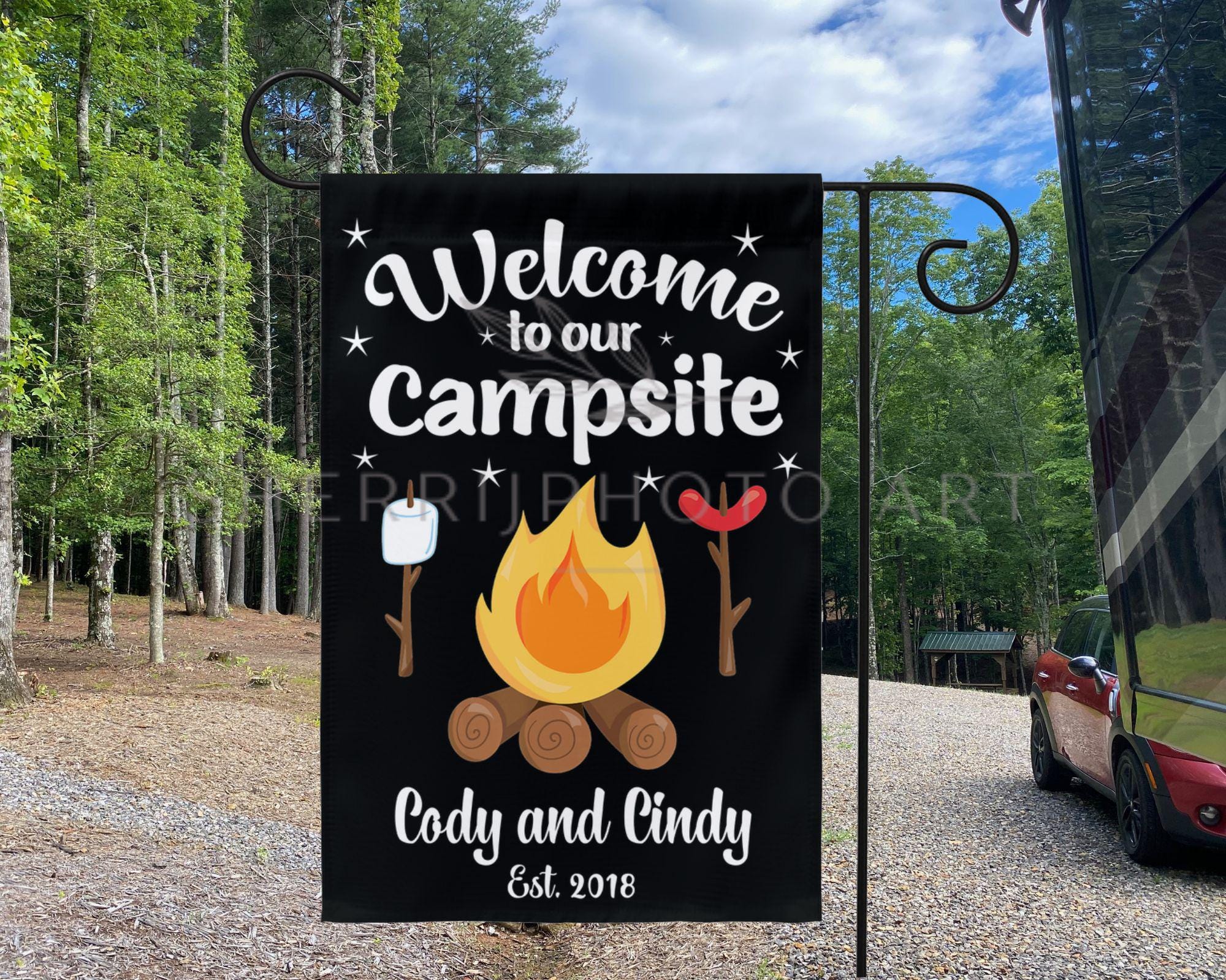 Custom Camping Flag Camp Sign Campsite Flag, Personalized Camping Flag ...