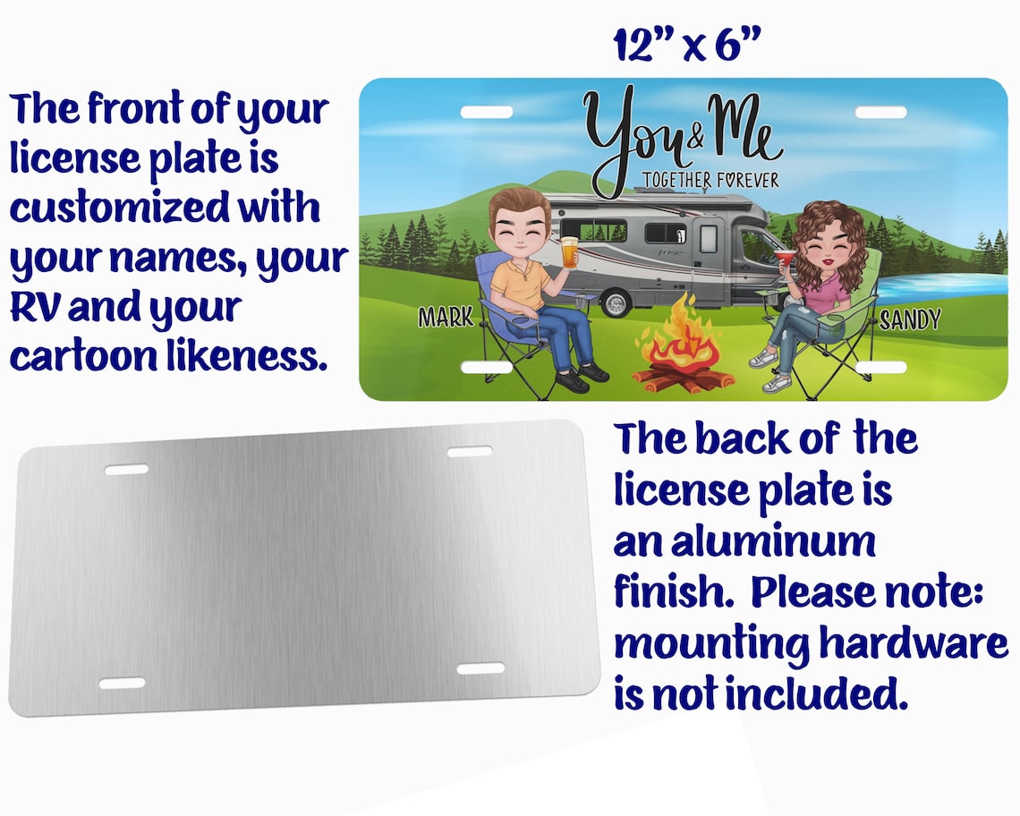 Custom License Plate for Camping Couple Personalized Vanity - Etsy