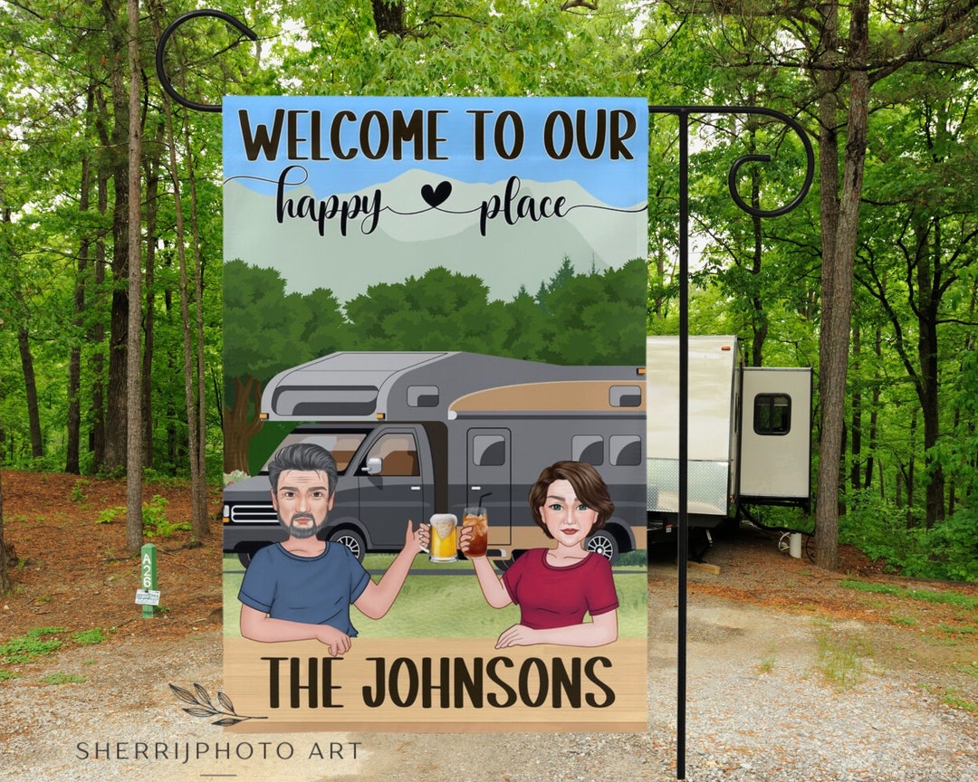 Camping Flag, Welcome Campsite Flag, Camping Sign, Camping Decor ...