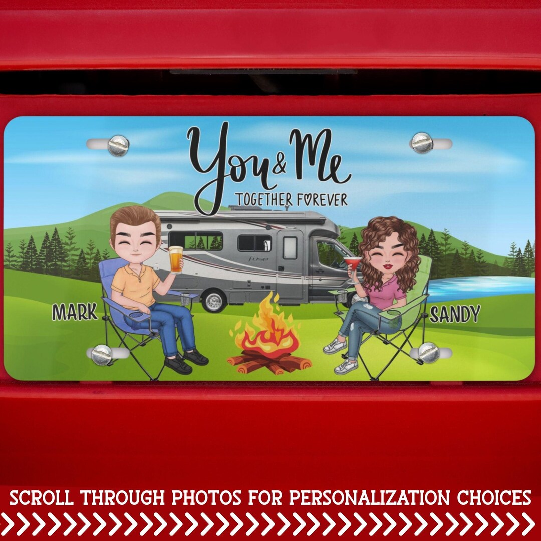 Custom License Plate for Camping Couple, Personalized Vanity Plate ...
