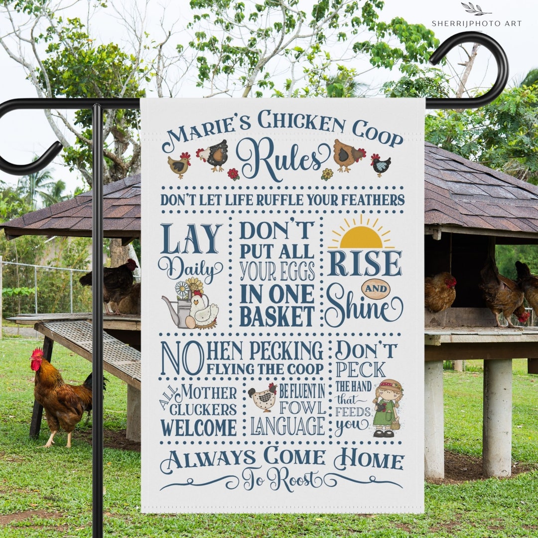 Personalized Chicken Coop Rules Garden Flag: Funny Chicken Sign - Etsy