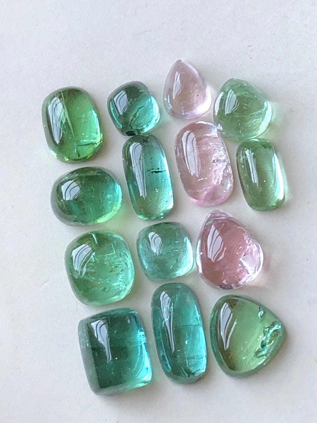 24.40 Carats Lagoon Blue and Baby Pink Tourmaline Cabochons Lot - Etsy