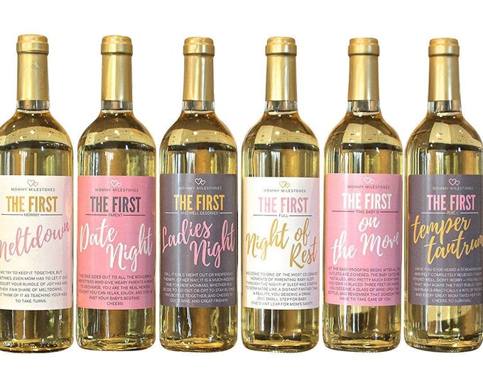 New Mom Wine Labels, New Mom Gift, New Baby Gift for Mom, Wine Label ...