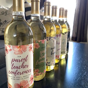 6 Teacher Appreciation Wine Labels and Stickers, Back to School ...