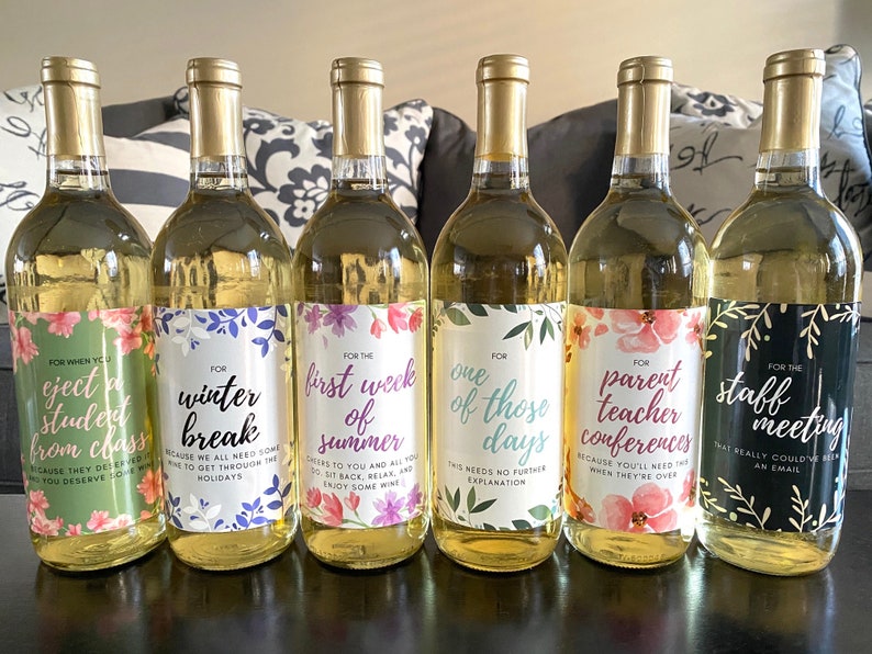 6 Teacher Appreciation Wine Labels and Stickers Back to - Etsy
