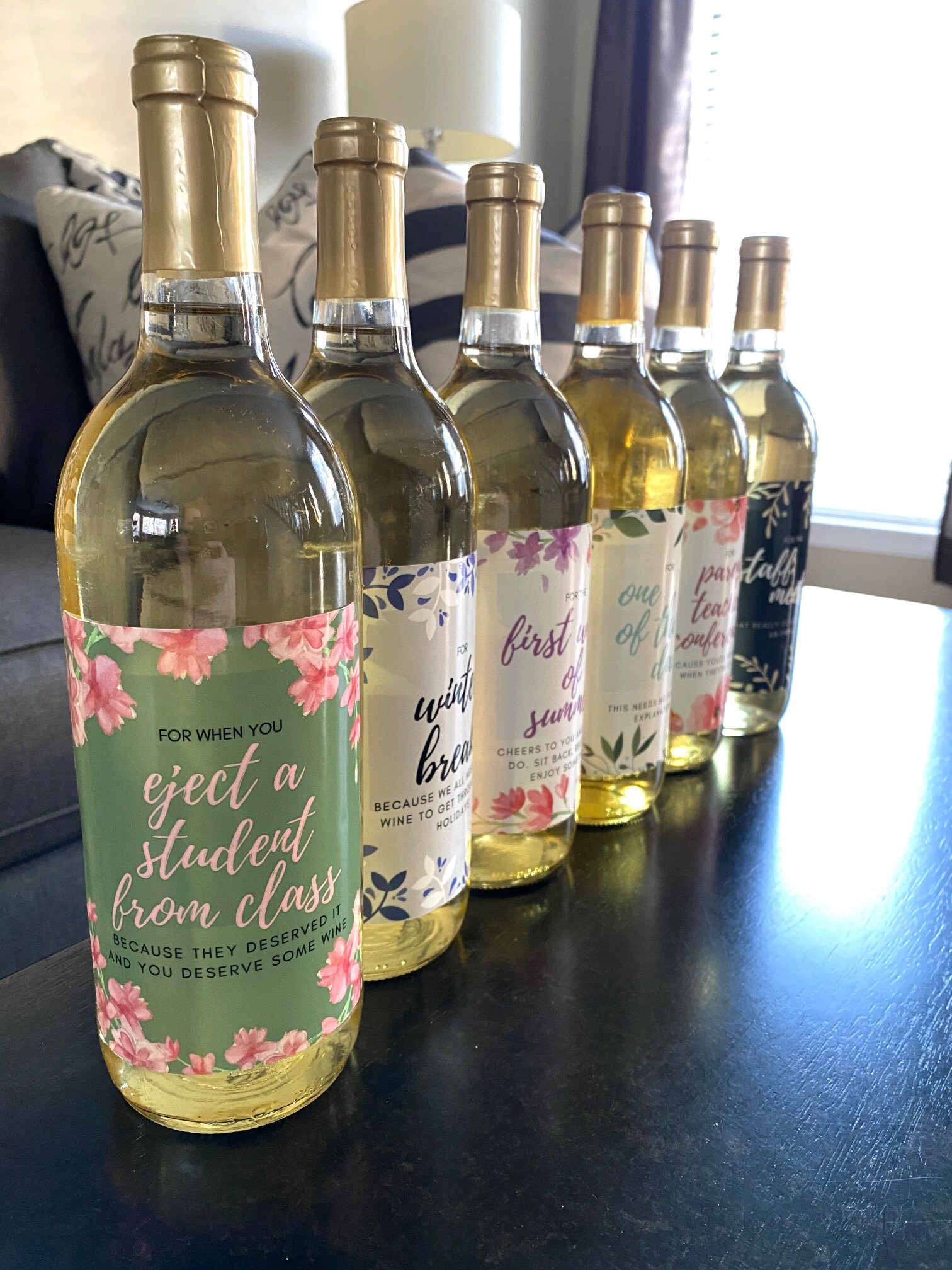 6 Teacher Appreciation Wine Labels and Stickers, Back to School ...