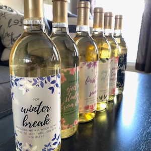 6 Teacher Appreciation Wine Labels and Stickers, Back to School ...