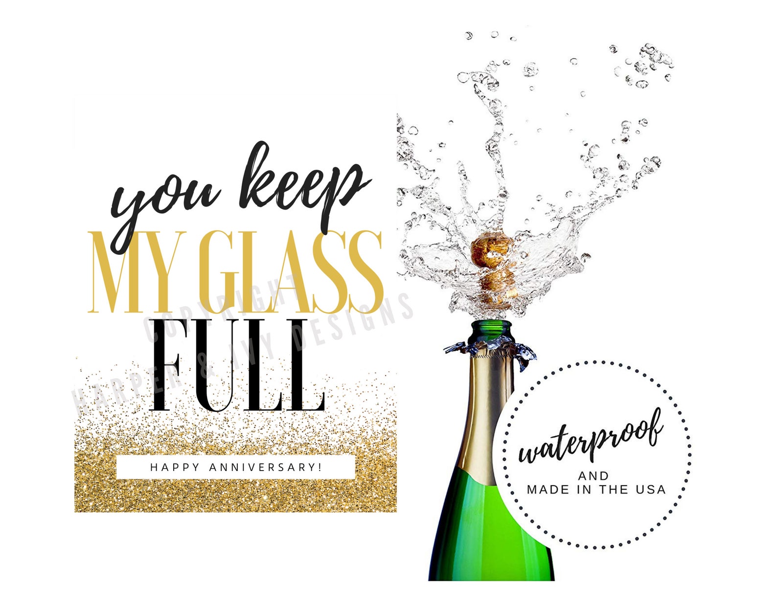 6 Anniversary Wine Label Stickers for 20th, 25th, 30th, 40th, 50th Gift ...