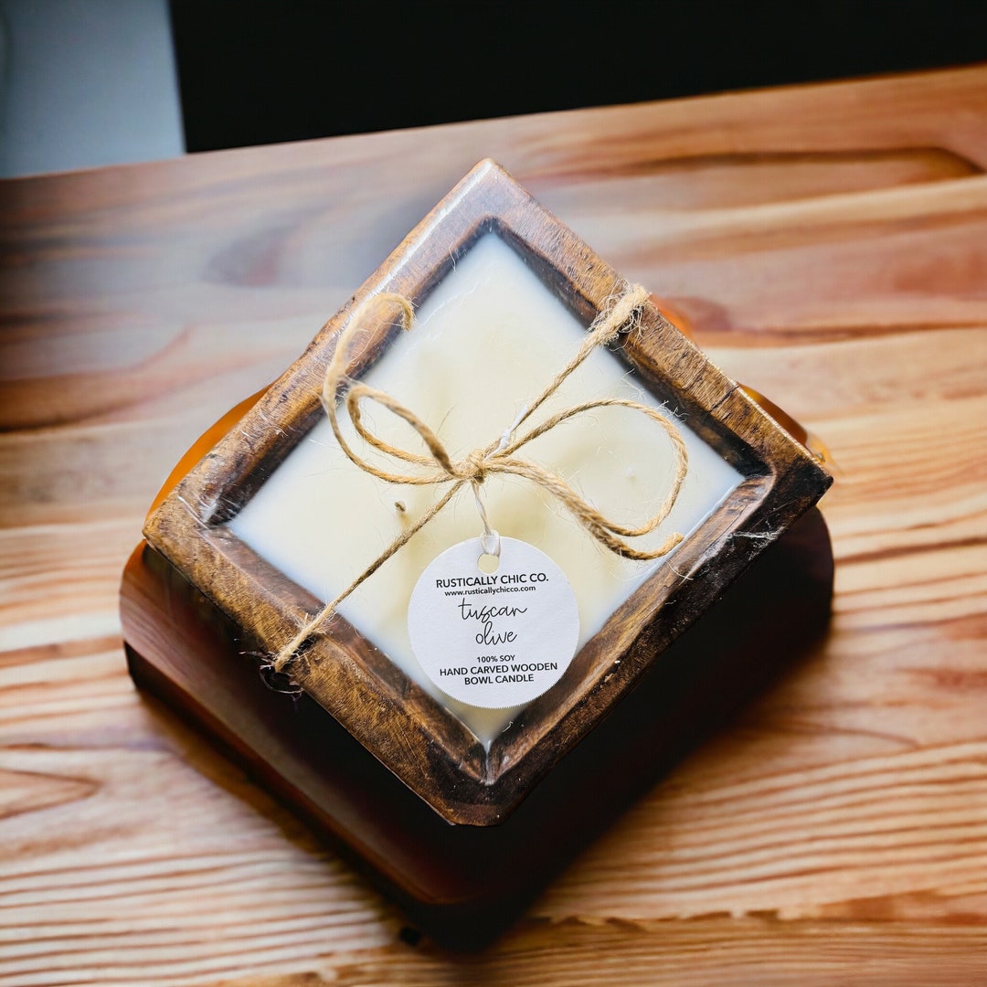 Artisan Hand Carved Wooden Candle Bowl - Etsy