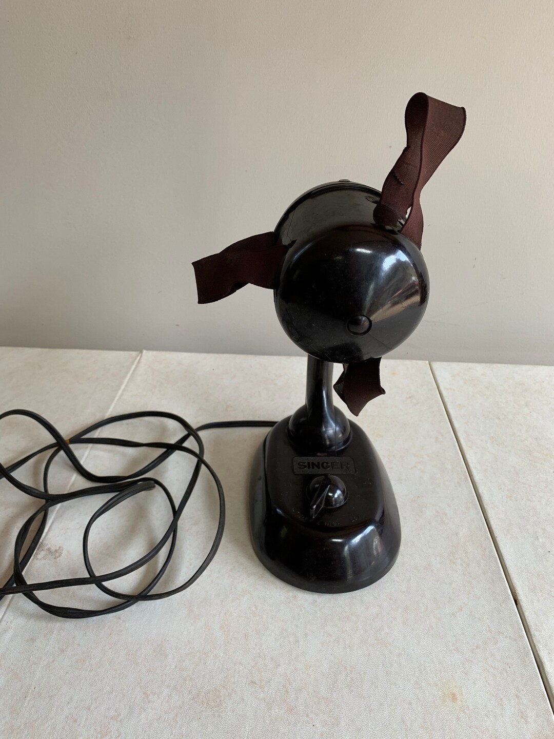 Art Deco Vintage Electric Fan Ribbonaire by Singer Brown Bakelite - Etsy