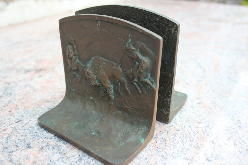 Buffalo Hunt and Lassoing Steer Bookends - Etsy
