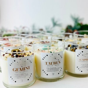 Zodiac Crystal Candles Intention Aesthetic Candle Birthday - Etsy Canada