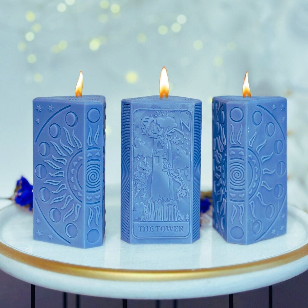 Tarot Card and Moon Phases Candle Mold, the Tower Tarot Silicone Candle ...