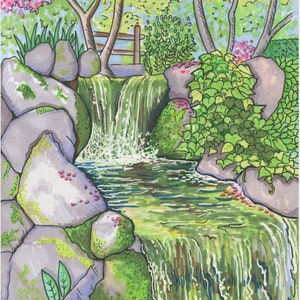 Waterfall Art Print - Etsy