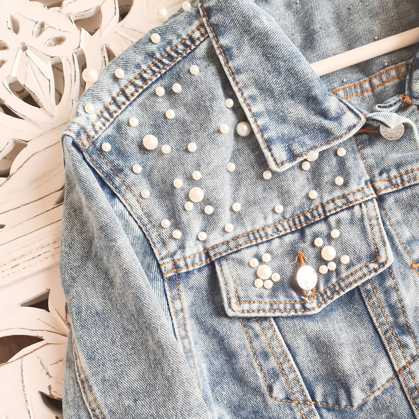 Pearl Bride Denim Jacket Custom Jacket Custom Denim Custom - Etsy