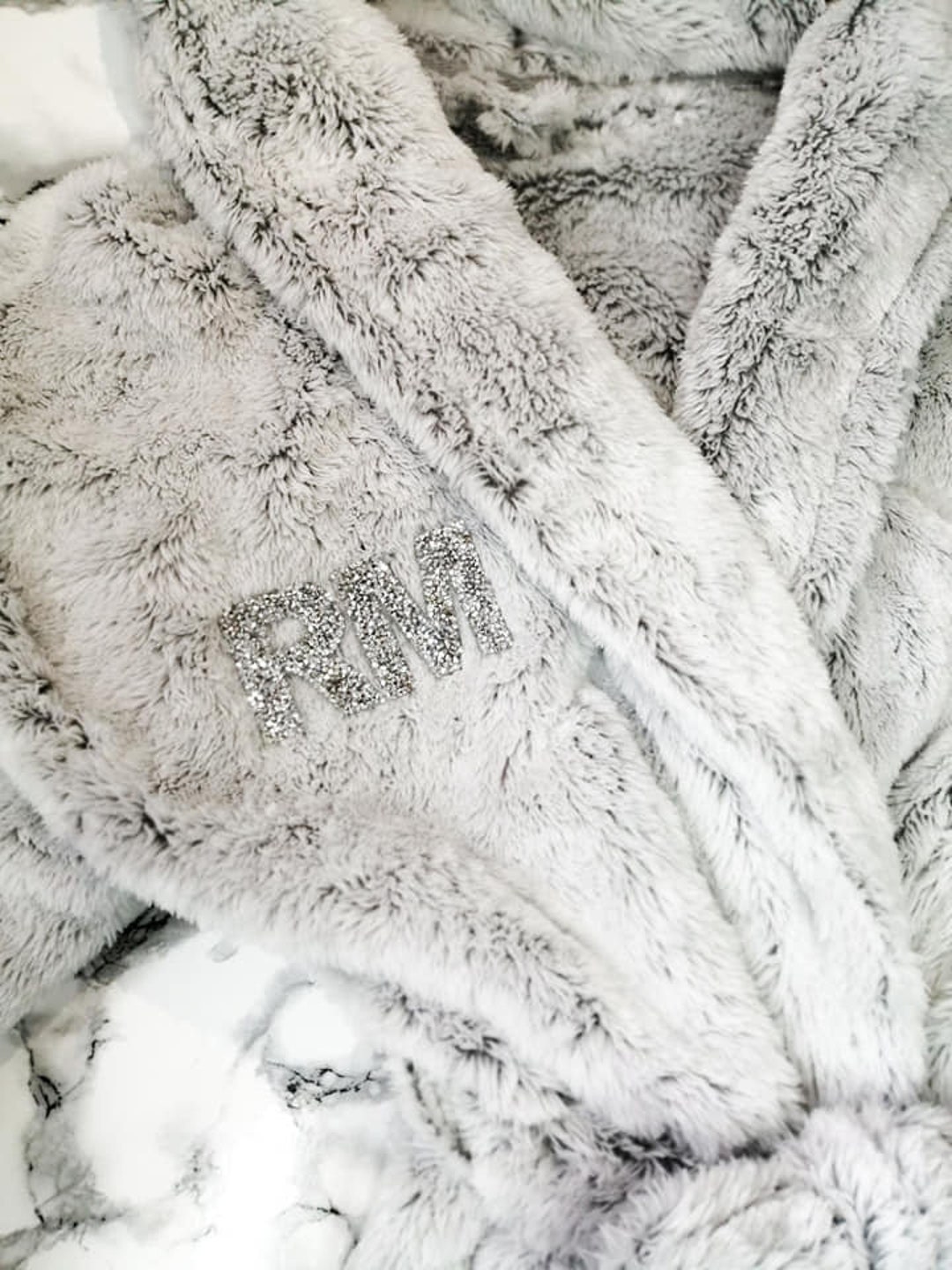 Personalised Grey Fluffy Dressing Gown for Her Christmas Gift - Etsy