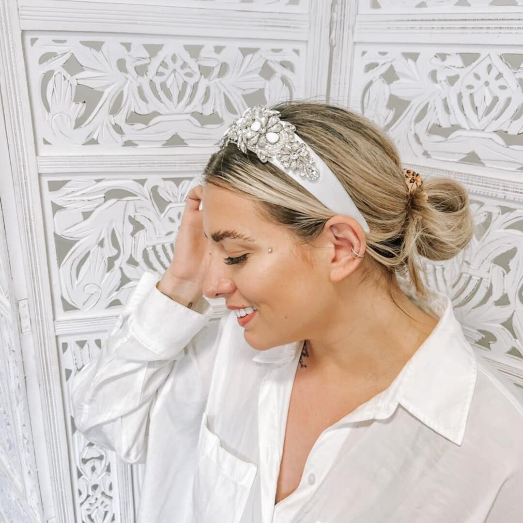 Bride Pearl Headband Bridal Crystal Hairband Wedding Hen Party