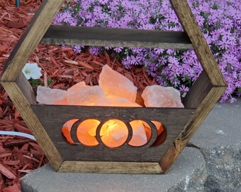 Himalayan Salt Moon Phases Hexagon/triangle Display Shelf | Etsy