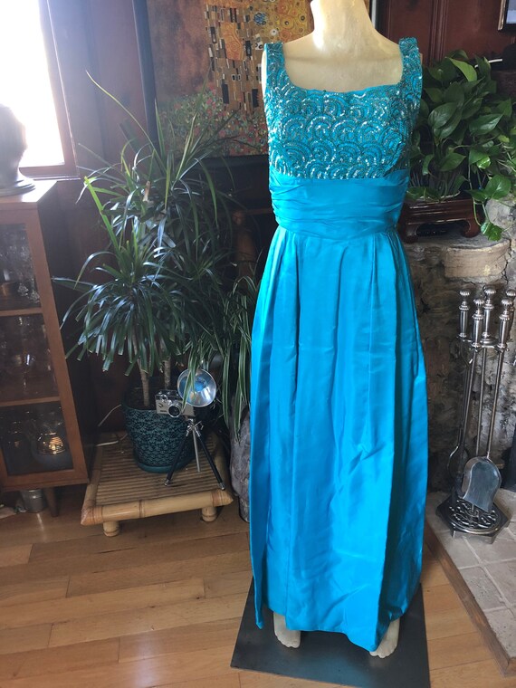 Gorgeous Blue/Green 1960s Sequence Dress - Gem